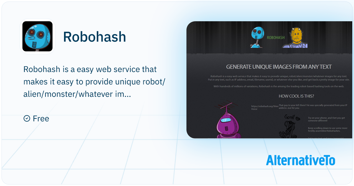 Robohash: Free web service to create robot/monster-style indenticon ...