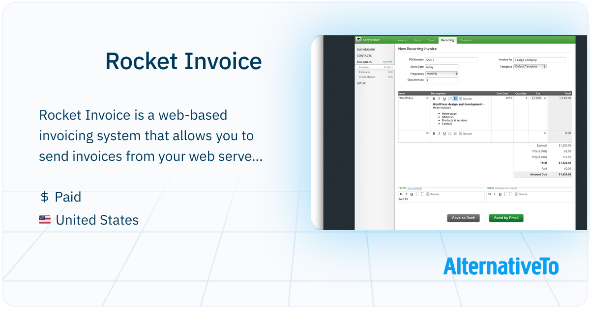 Rocket Invoice: Web-based invoicing system | AlternativeTo