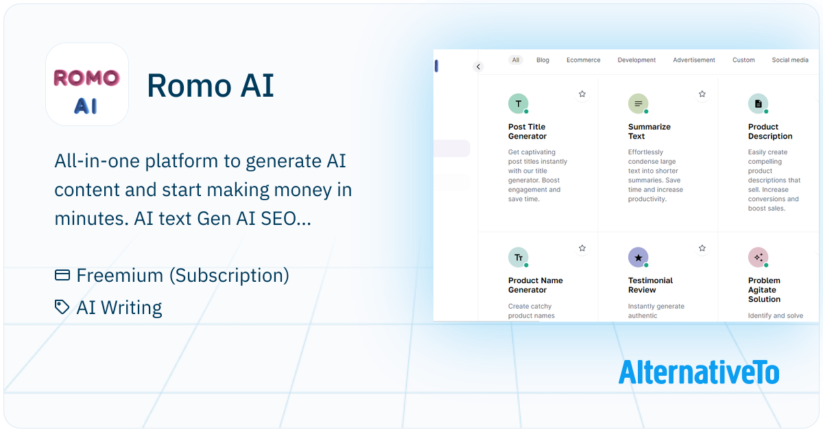 Romo AI: Ll in one AI platform | AlternativeTo