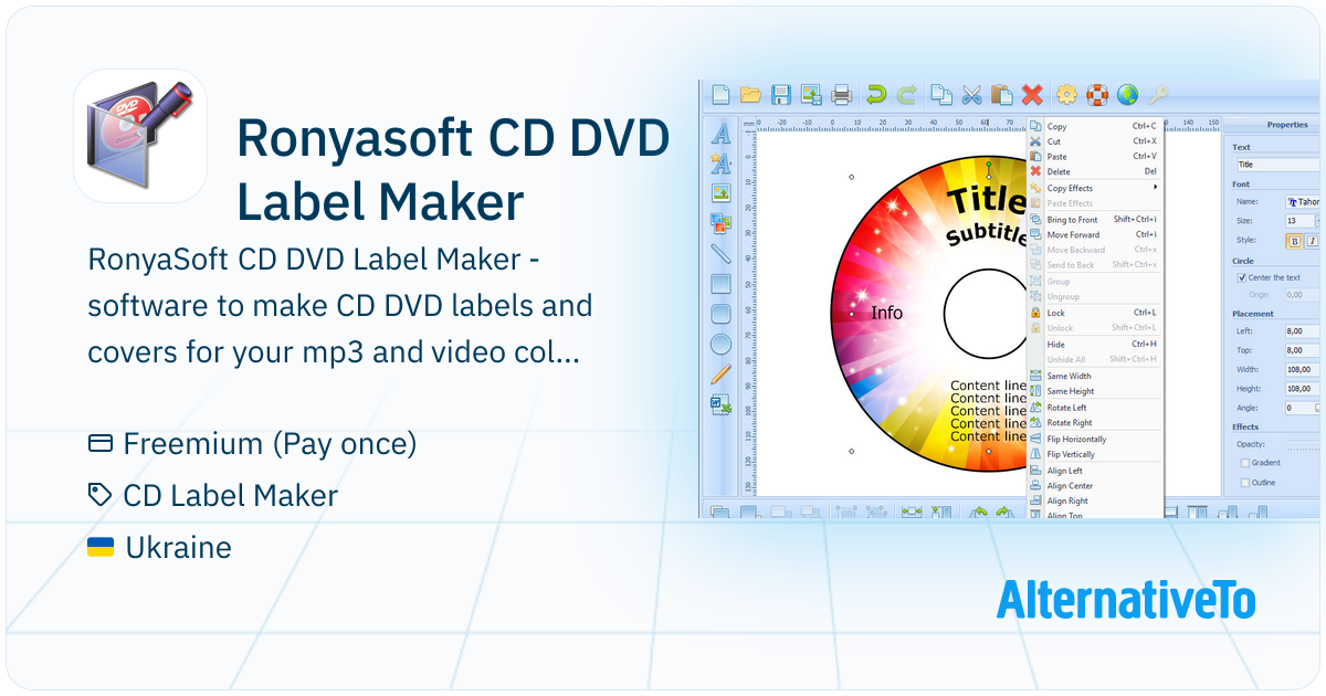 Ronyasoft CD DVD Label Maker: Make custom CD/DVD labels with templates ...