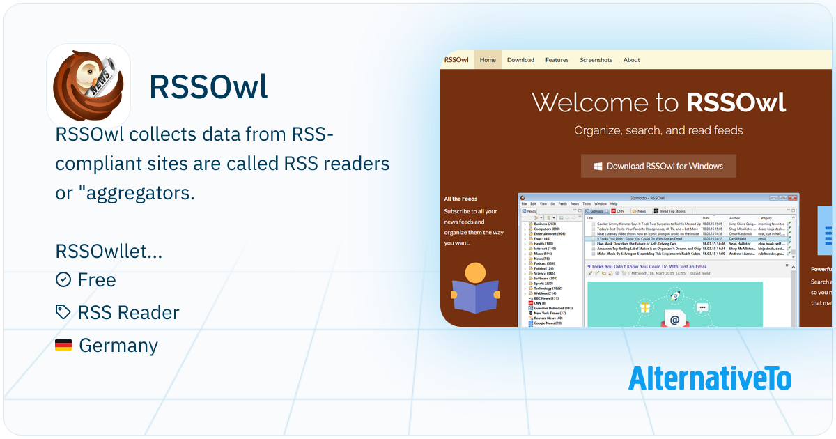 RSSOwl: Collects data from RSS-compliant sites are | AlternativeTo