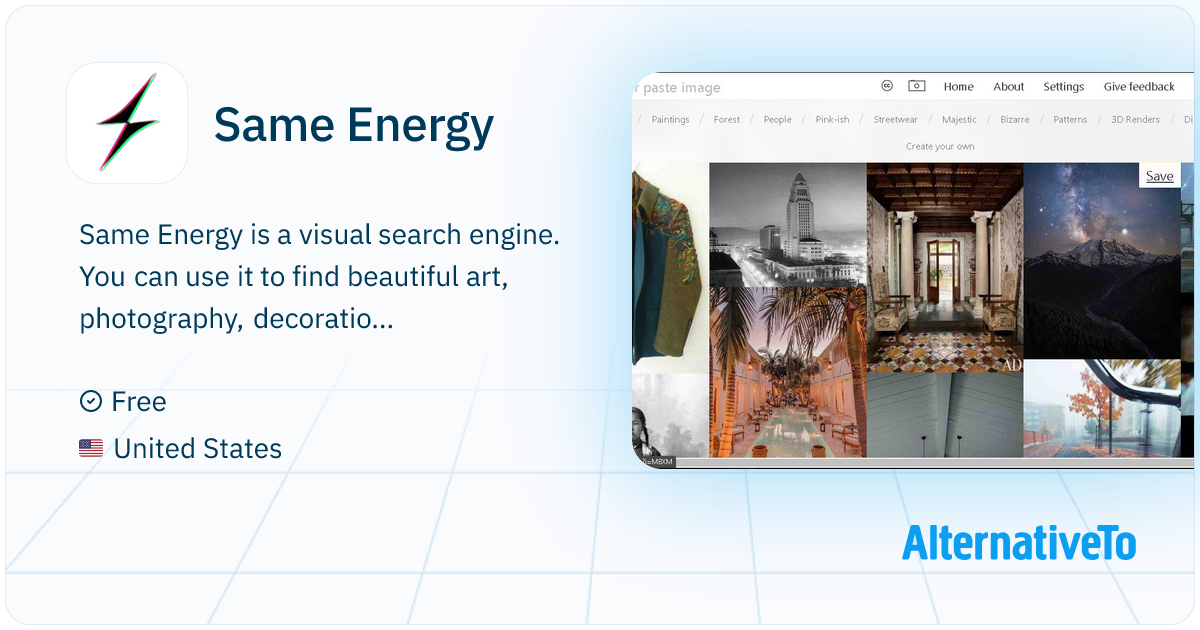 Same Energy: Visual search engine | AlternativeTo