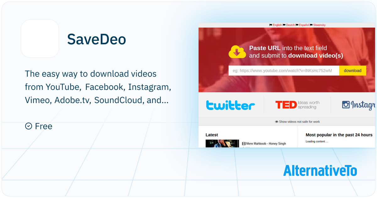 SaveDeo: The easy way to download videos from YouTube, Facebook ...