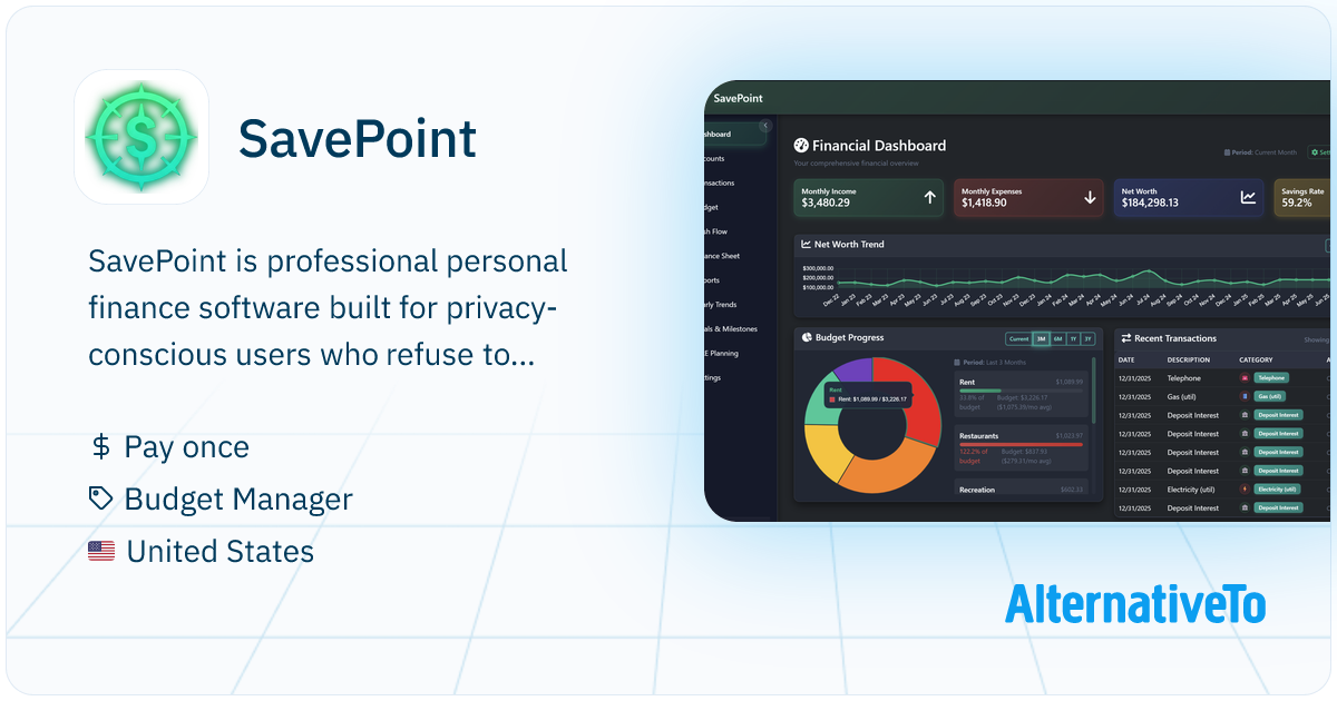 SavePoint: Privacy-first personal finance software with budgeting ...