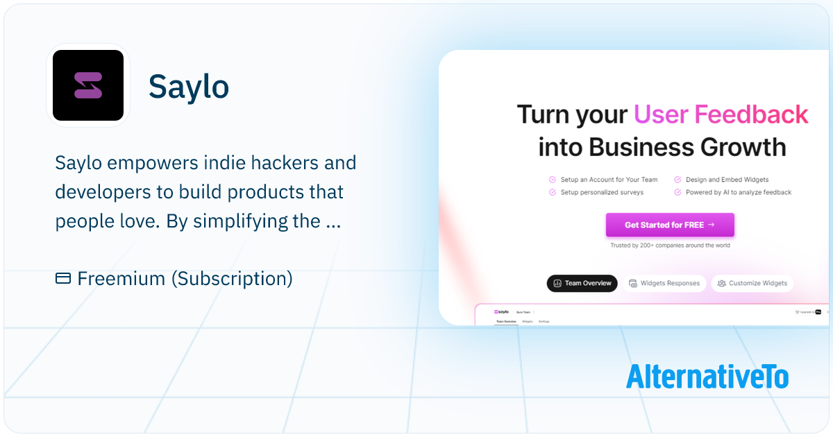 Saylo: Helps indie hackers and developers collect user feedback with ...