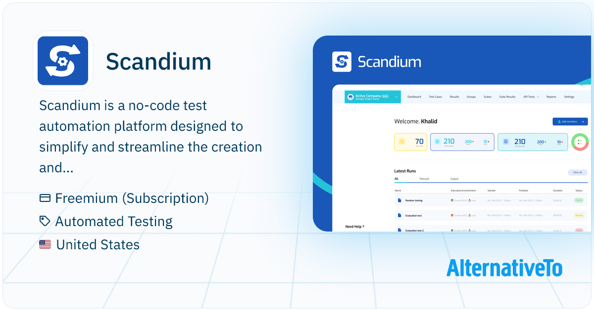 Scandium: No-code test automation platform designed for testers, SDETs ...