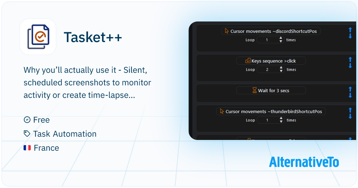 Tasket++: Simple Windows tool to automate user actions, free and open ...