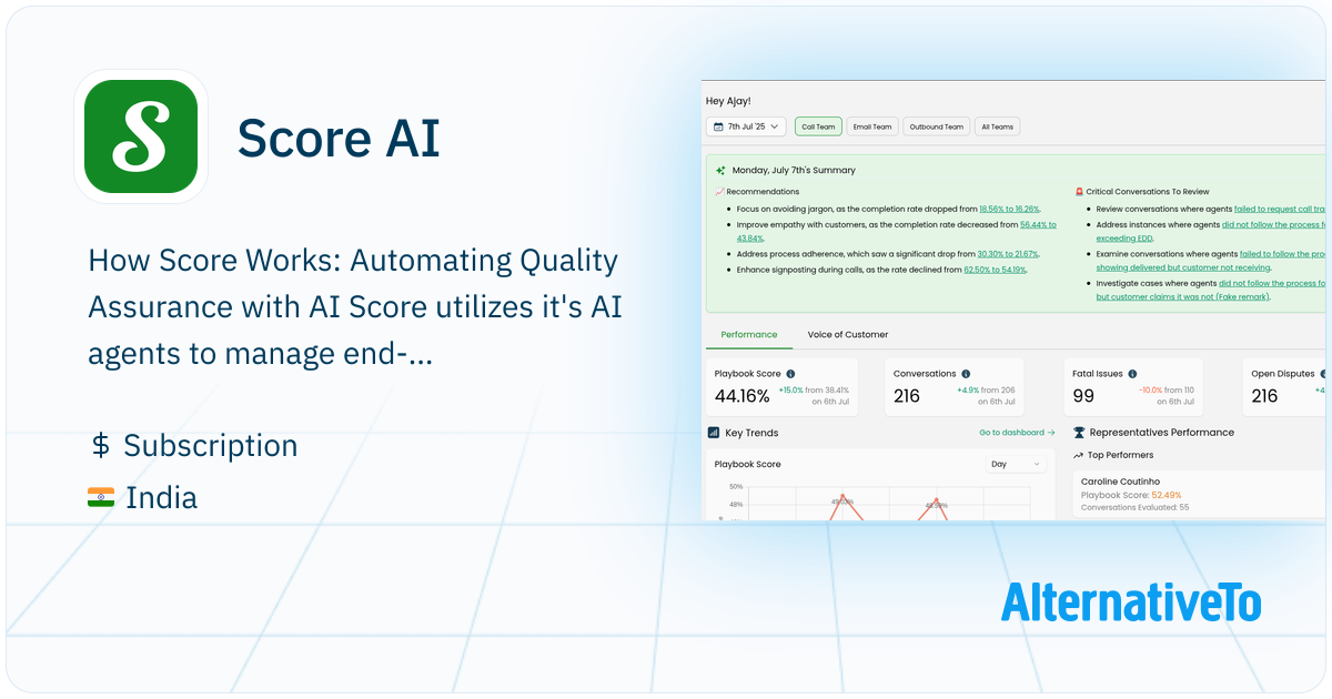 Score AI: Score is a cutting-edge tool designed to enhance the quality ...
