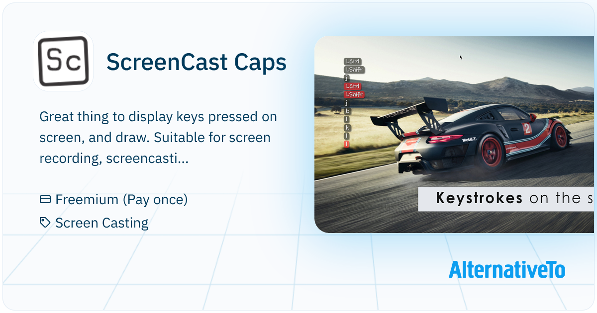 ScreenCast Caps: Keystrokes on screen, keyboard, mouse, draw on screen ...