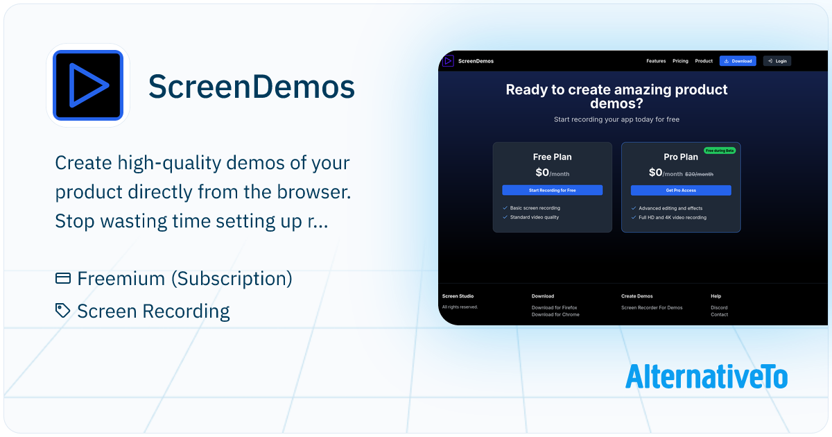 ScreenDemos: Record a demo of your app in seconds | AlternativeTo