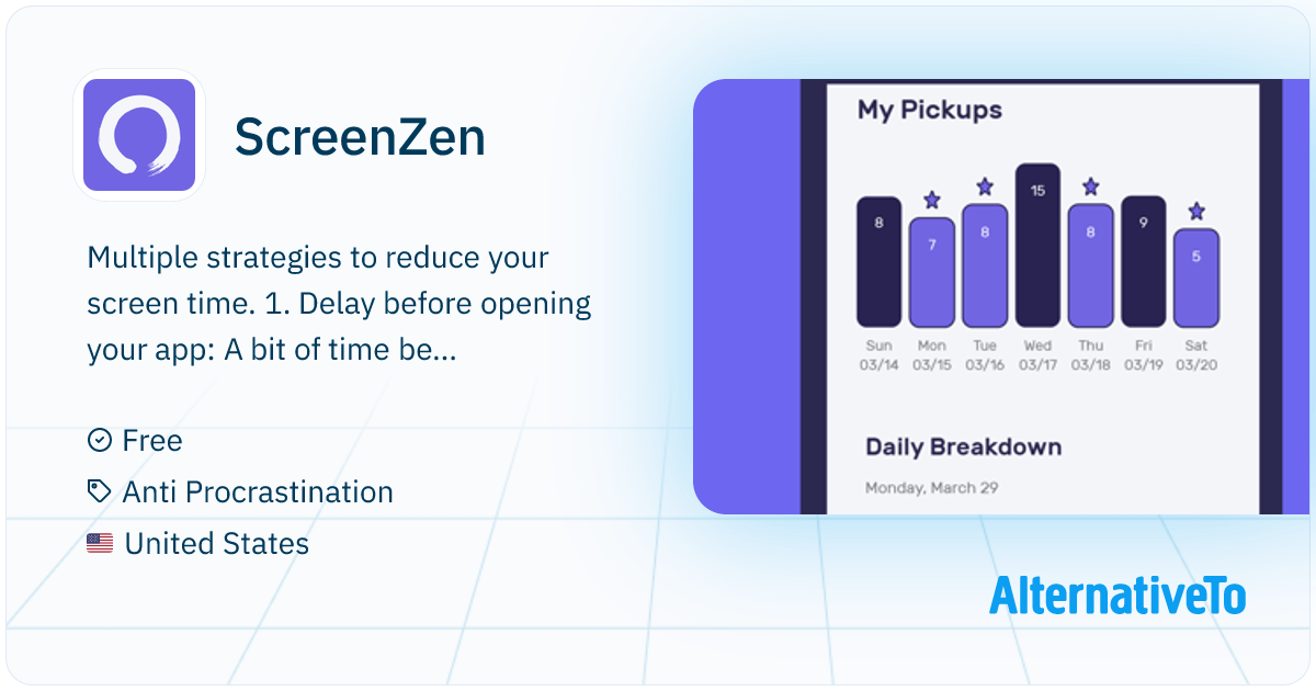 ScreenZen: Pause before opening a distracting app | AlternativeTo