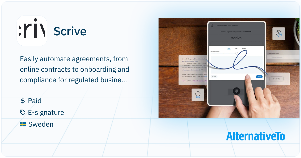 Scrive: Easily automate agreements, from online contracts | AlternativeTo