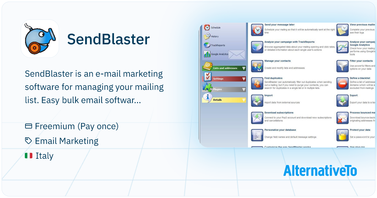 SendBlaster: E-mail marketing software for | AlternativeTo