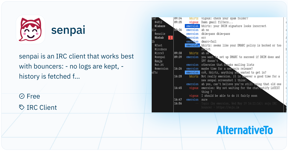 senpai: A modern terminal IRC client | AlternativeTo