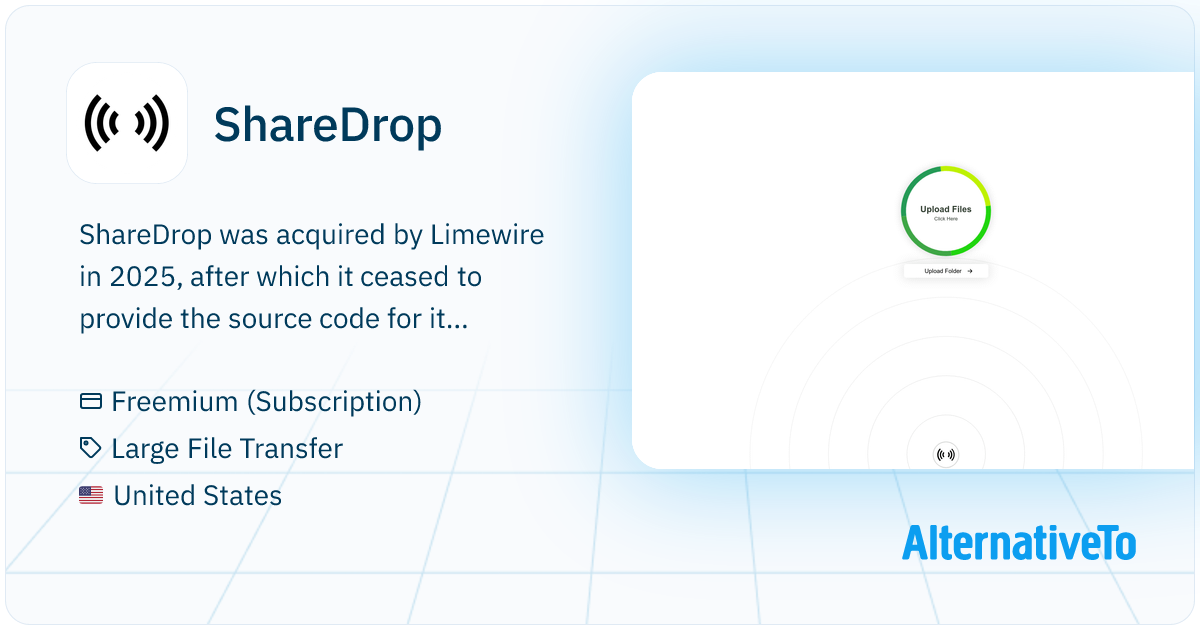 ShareDrop: HTML5 clone of Apple's AirDrop - easy P2P file transfer powered by WebRTC | AlternativeTo