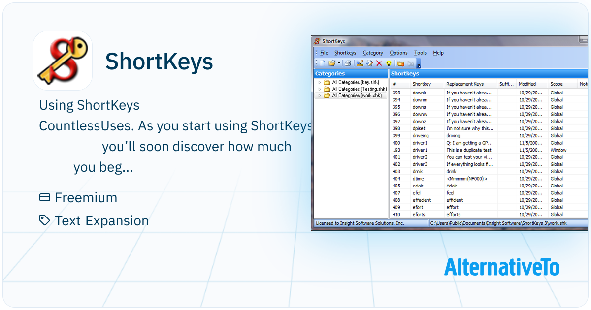 ShortKeys: Windows text replacement utility designed to help you type ...