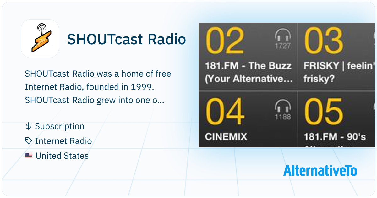 SHOUTcast Radio: Was a home of free Internet | AlternativeTo