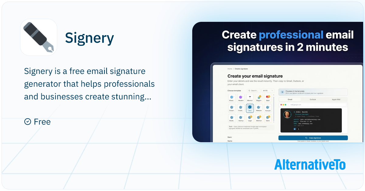 Signery: Create professional email signatures in minutes with 15+ free ...
