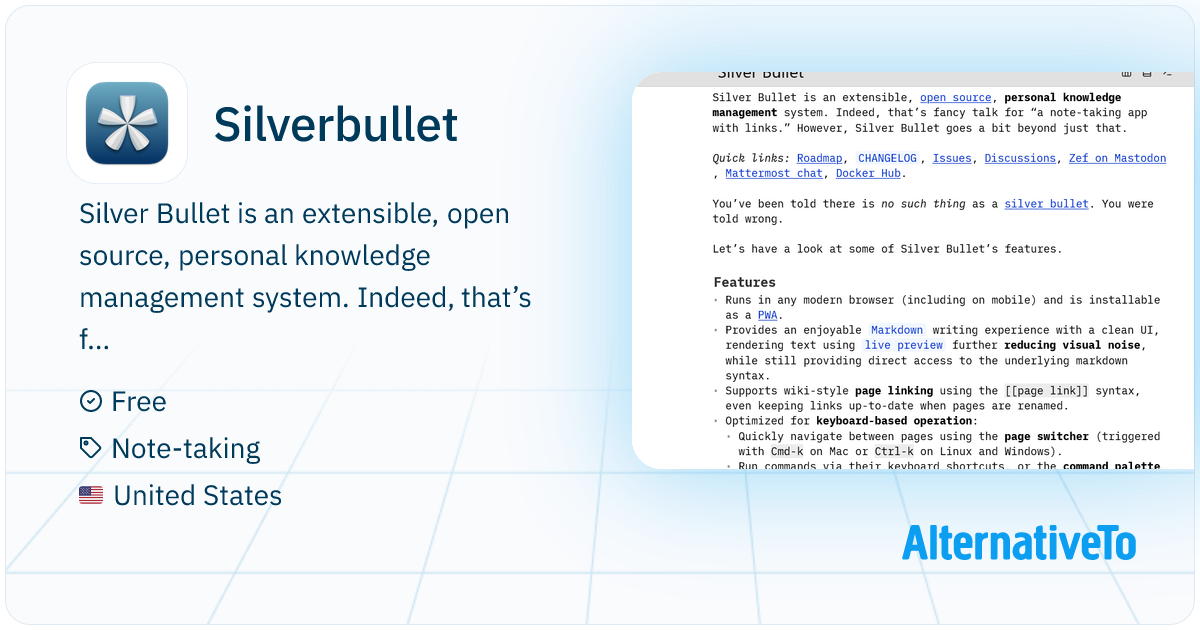 Silverbullet: Markdown as a platform | AlternativeTo