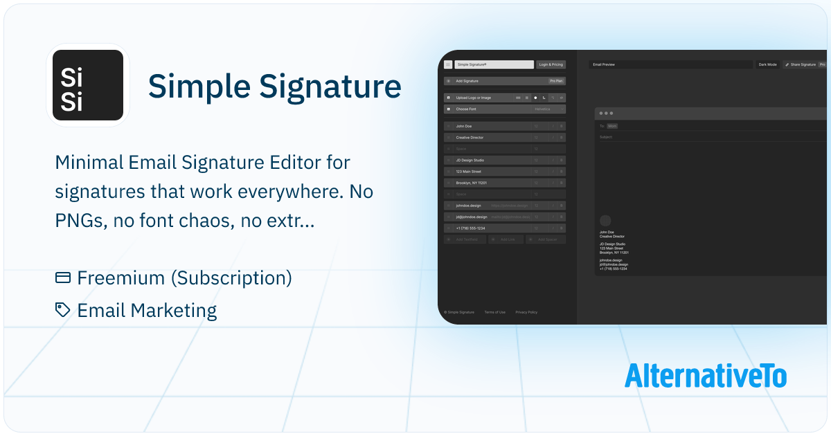 Simple Signature: Free Minimal Email Signature Editor for signatures ...