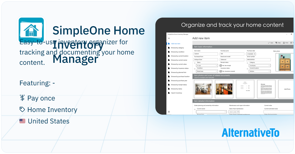 SimpleOne Home Inventory Manager: Easy-to-use inventory organizer for ...
