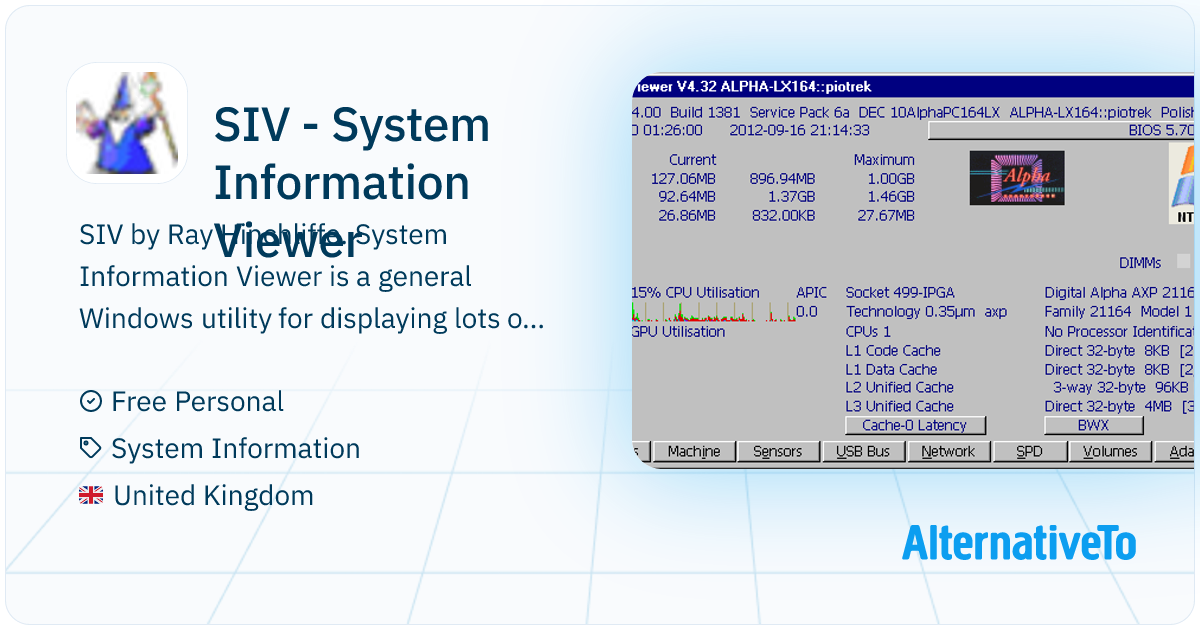 SIV - System Information Viewer: SIV by Ray Hinchliffe | AlternativeTo