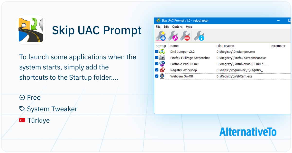 Skip UAC Prompt: This tool helps to skip the UAC prompt when starting ...