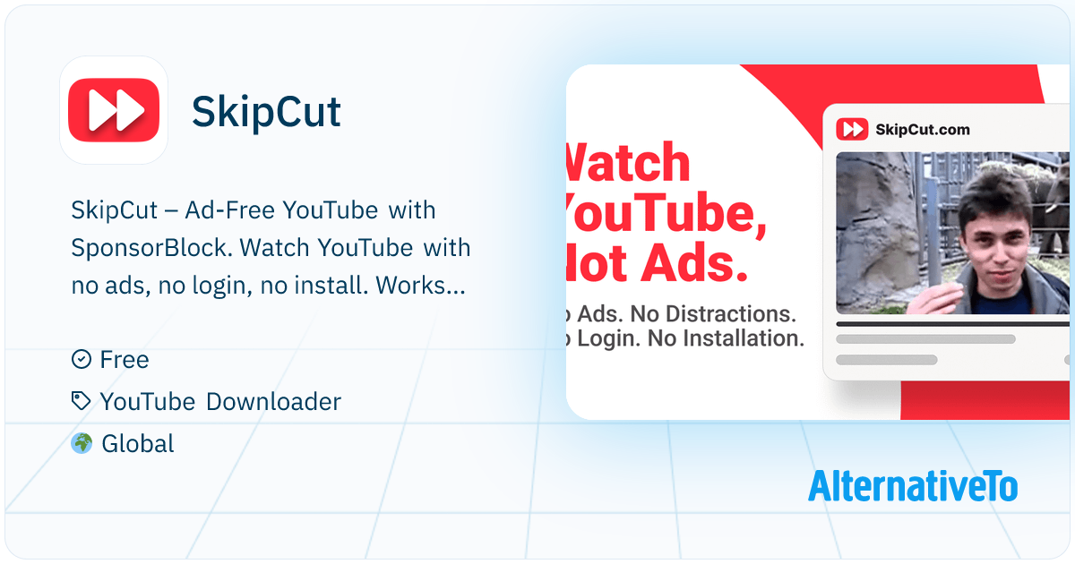 SkipCut: Watch YouTube with no ads, no login, no install. Works on any ...