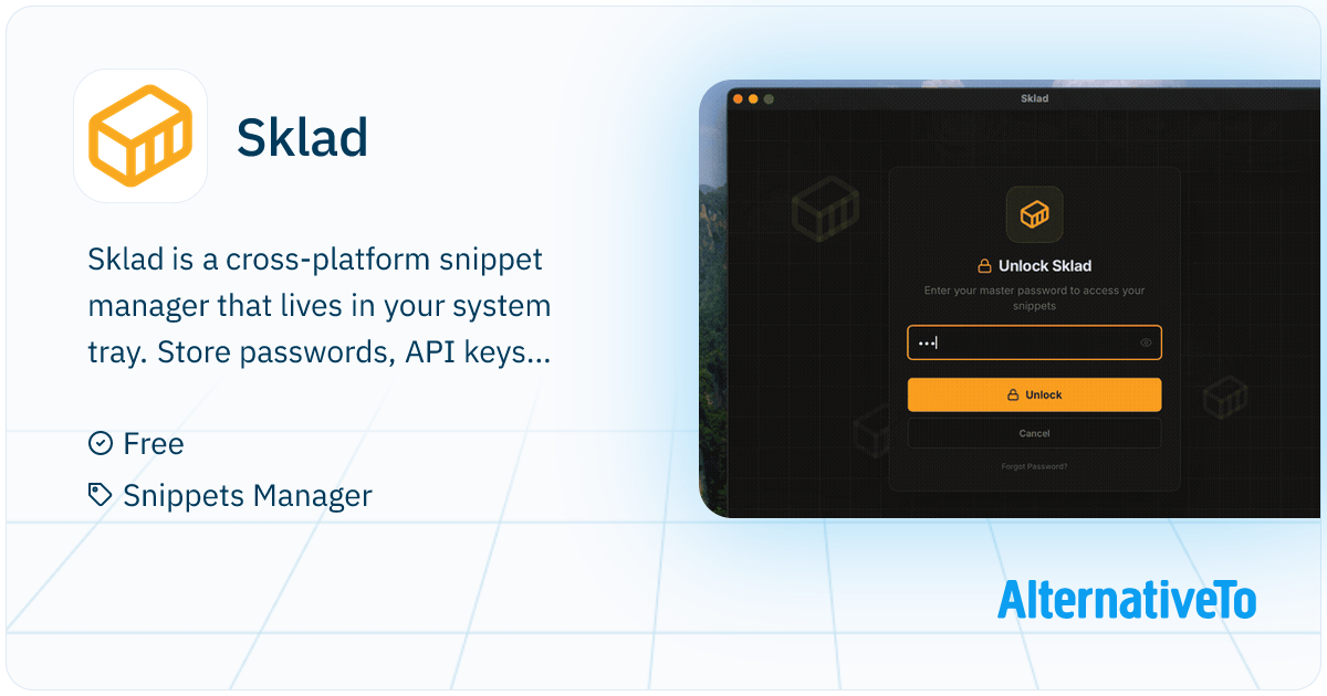 Sklad: Offline secure tray storage for encrypted snippets and text ...