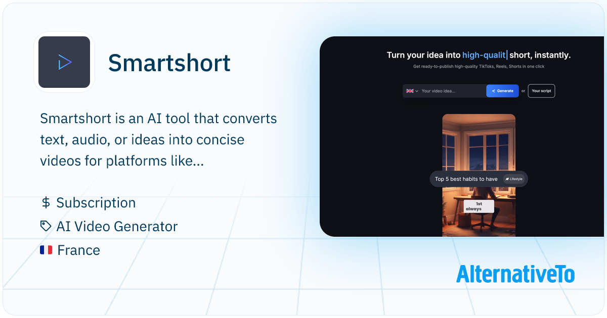 Smartshort: AI transforms ideas or audio into faceless short-form ...