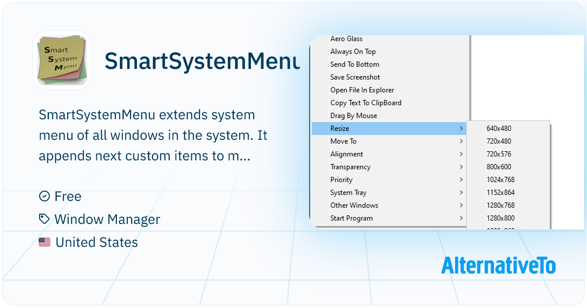 SmartSystemMenu: Extends system menu of all windows in the system ...