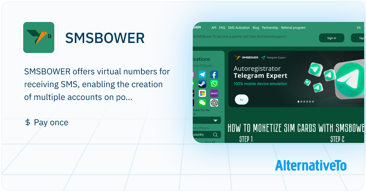 SMSBOWER: Offers virtual numbers for receiving SMS, enabling the ...