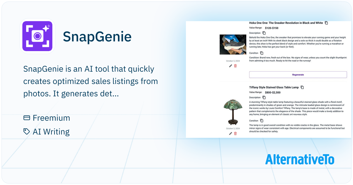 SnapGenie: AI tool that quickly creates | AlternativeTo