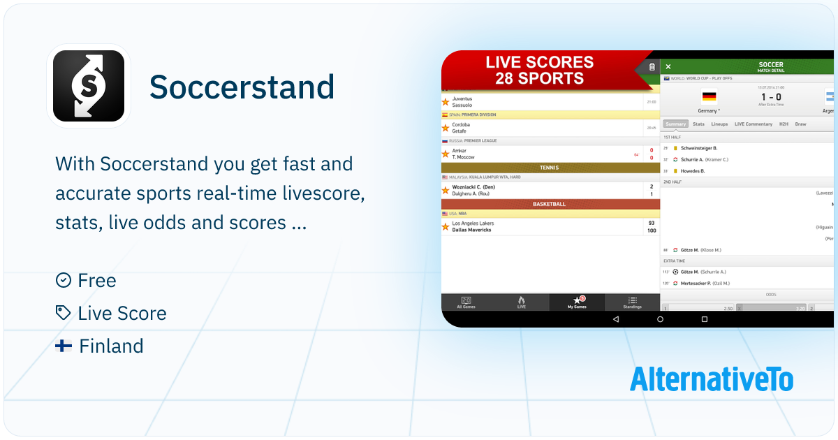 Soccerstand: App that gives you fast and accurate sports real-time ...
