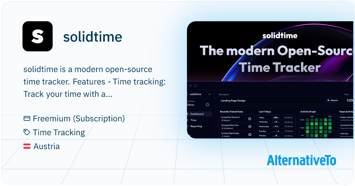 solidtime: Modern open-source time tracker. | AlternativeTo