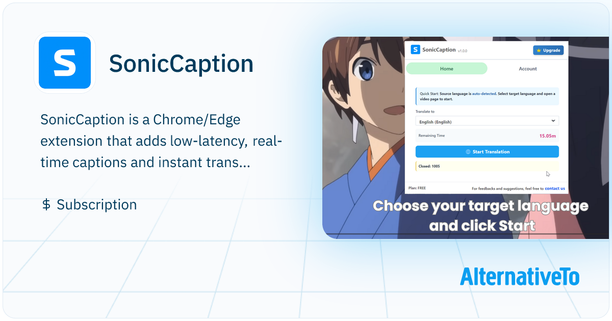SonicCaption: Chrome/Edge extension that overlays low-latency real-time ...