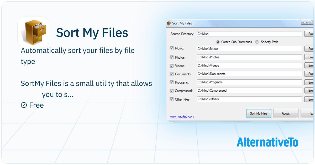 Sort My Files: Automatically sort your files by file type | AlternativeTo