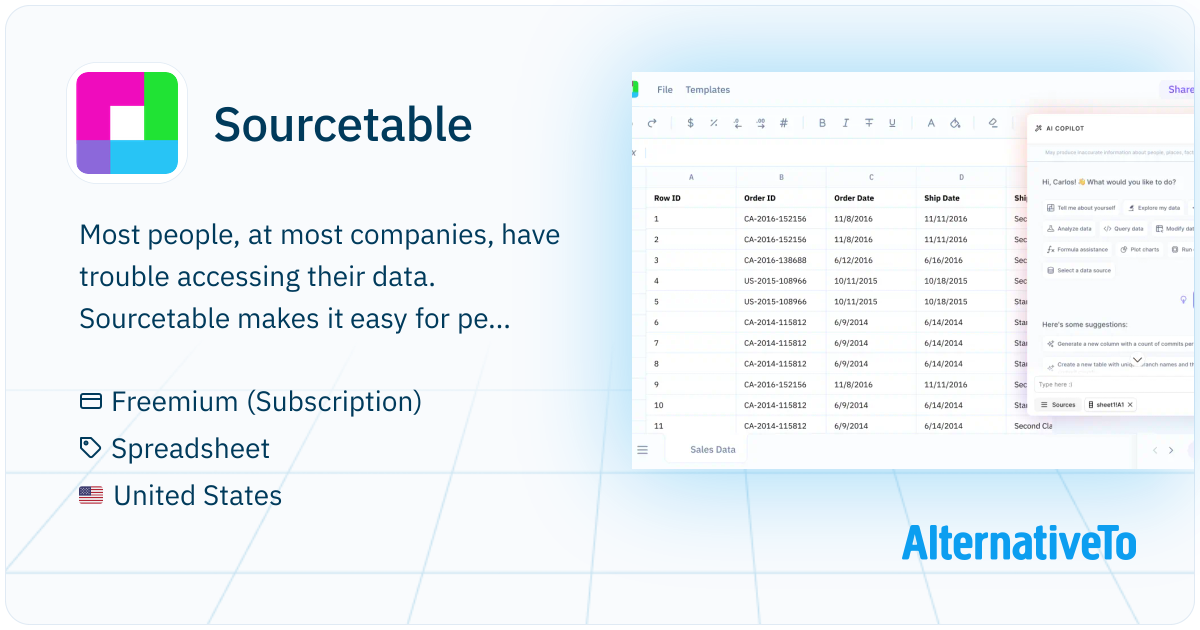 Sourcetable: Syncs spreadsheet interface with business data sources ...