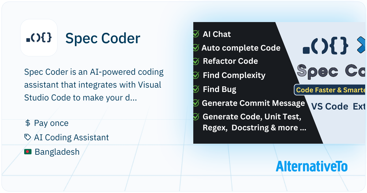 Spec Coder: AI-powered coding assistant that | AlternativeTo