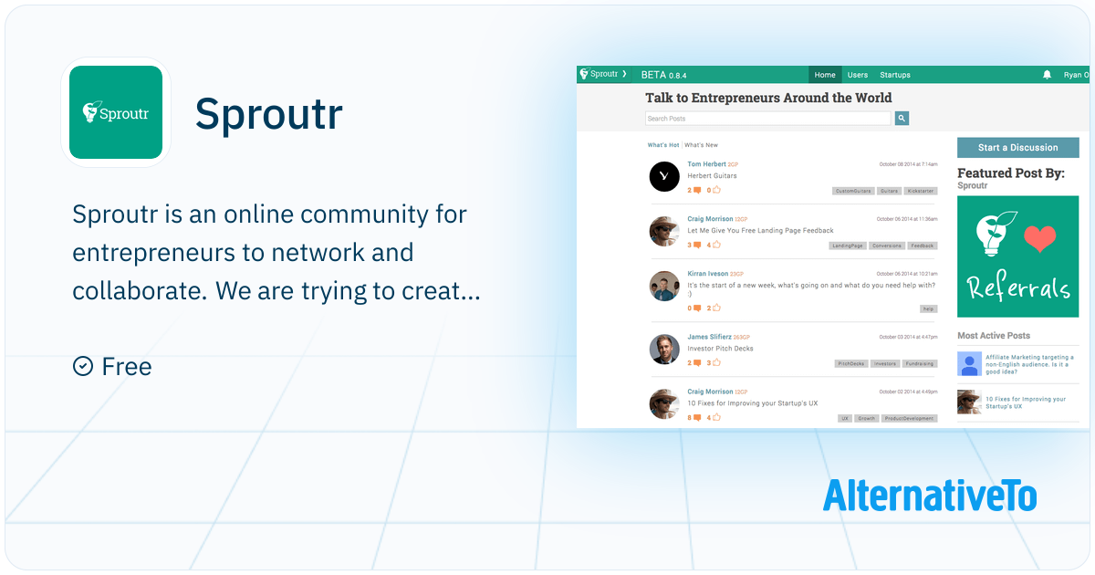 Sproutr: Online community for entrepreneurs | AlternativeTo