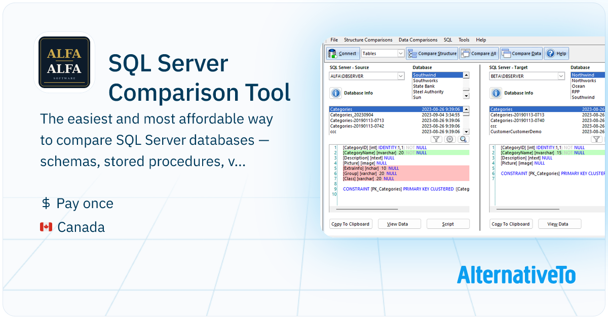 SQL Server Comparison Tool: Compare SQL Server databases — schemas ...