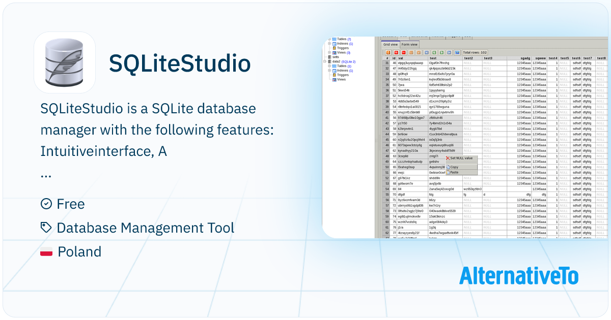 SQLiteStudio: Cross-platform SQLite database manager | AlternativeTo