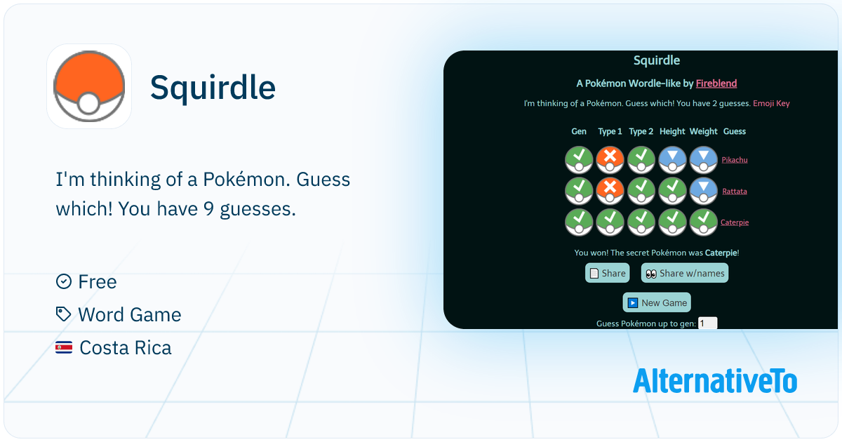 Squirdle: A Pokemon Wordle-like | AlternativeTo