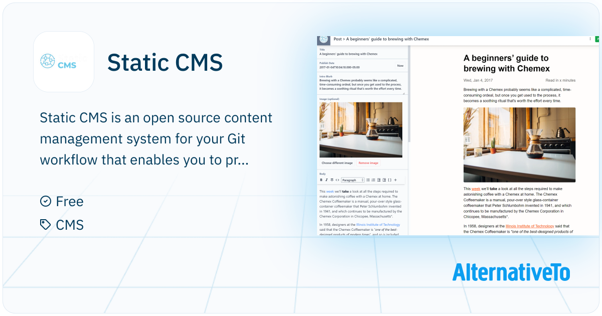 Static CMS: Open source content management | AlternativeTo