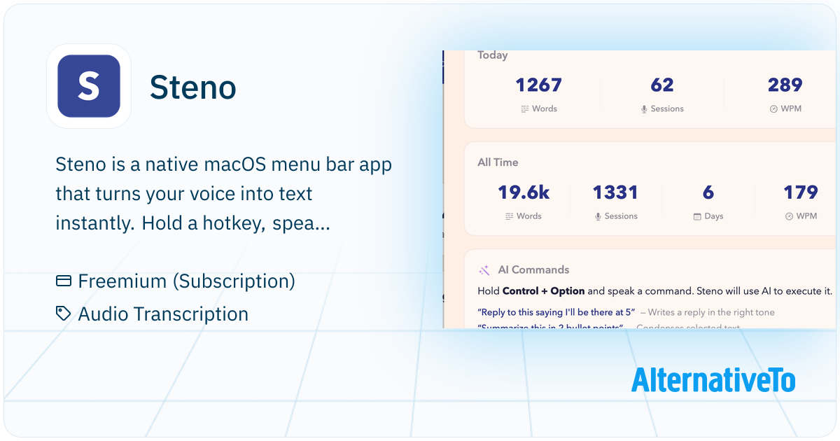 Steno: Hold a hotkey, speak, release - text appears at your cursor ...