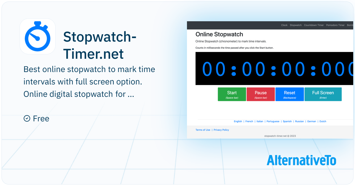 Stopwatch-Timer.net: Free online stopwatch to mark time intervals with ...