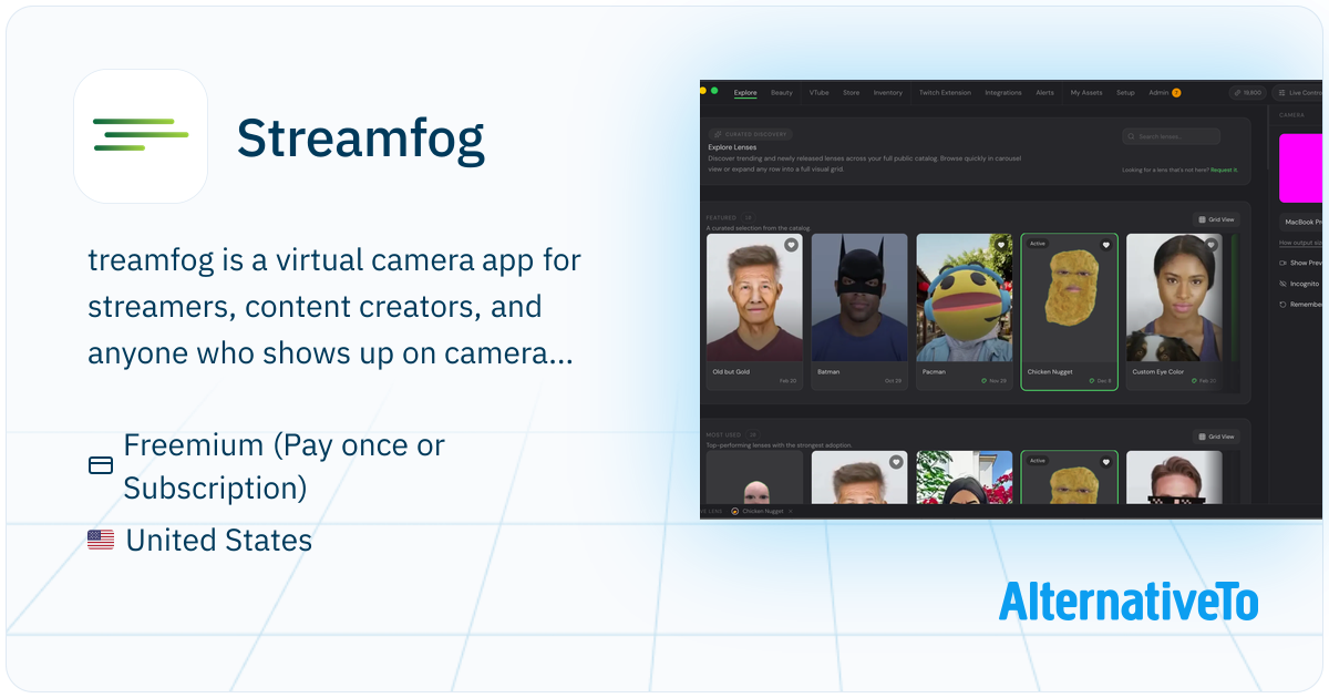 Streamfog: Real-time AR effects, beauty filters, and VTuber avatars for ...
