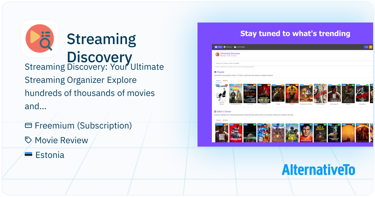Streaming Discovery: Track your streaming platforms, manage your watch ...