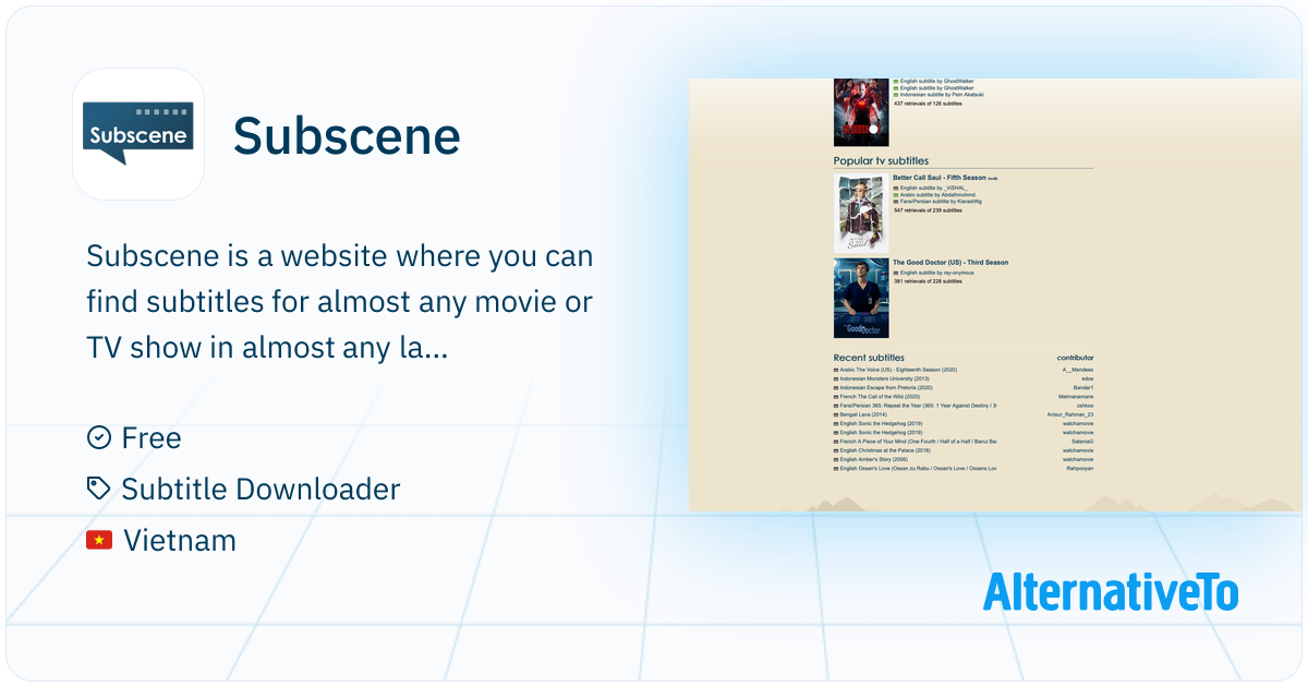Subscene: Search and download subtitles quickly | AlternativeTo