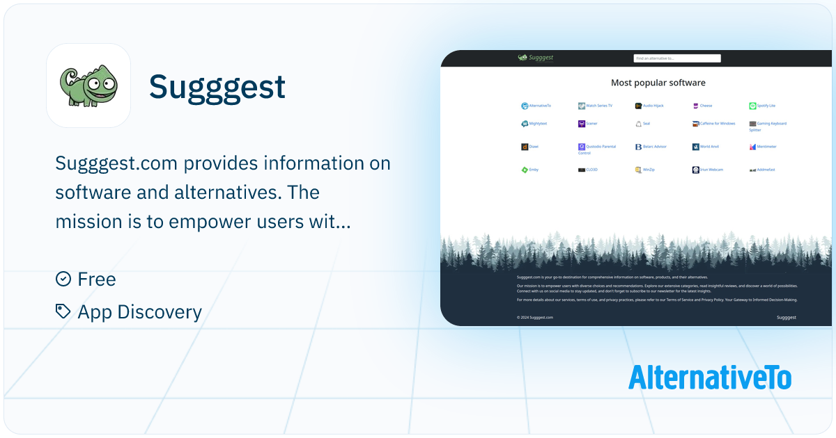 Sugggest: Ing alternatives to your software | AlternativeTo